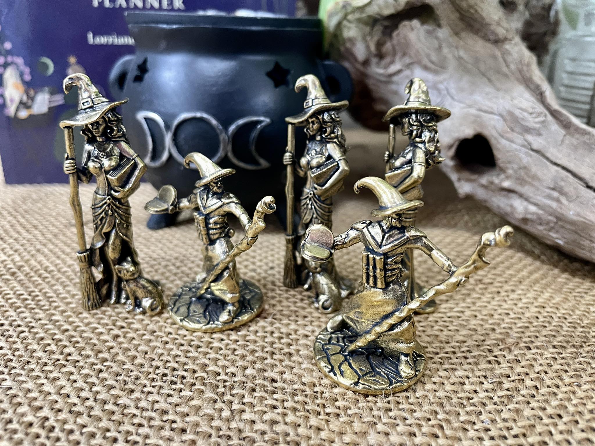Brass Witch and Wizard Statues - Witch Way Australia