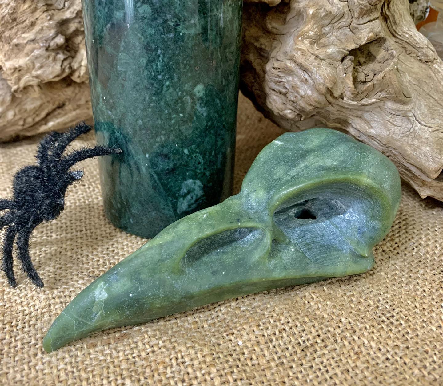Jade Carved Raven - Witch Way Australia